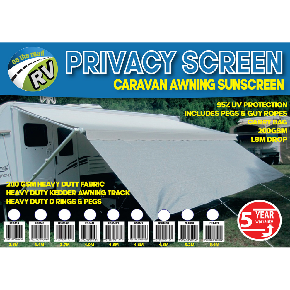 On The Road RV Caravan Awning Privacy Screen 4.0mt – Shade & Privacy ...